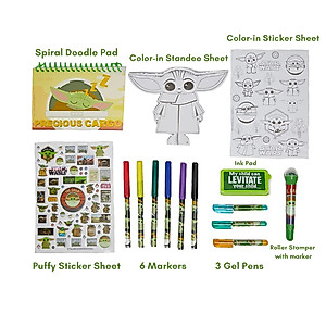 Star Wars Mandalorian Baby Yoda Coloring & Sticker Activity Set for Kids with Travel Carrying Case