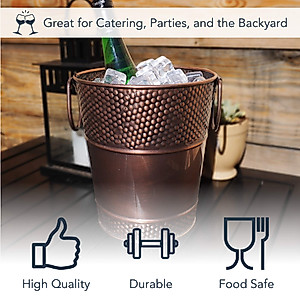 BREKX Berkshire Copper Finish Galvanized Wine Bucket, Leak & Rust Resistant, Sealed Ice and Drink Holder with Handles, 5 Quarts