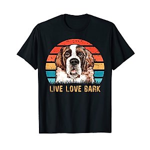 Live Love Bark Retro Vintage Saint Bernard Funny Dog Lover T-Shirt