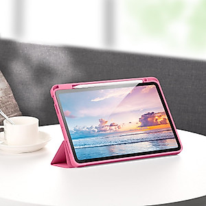 LovRug iPad Air Case (M2) 2024, 11 Inch with Pencil Holder, Soft TPU Back Smart Protective Cover (Watermelon Red)