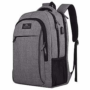 MATEIN 17 Inch Travel Laptop Backpack, Extra Large Business Backpack with USB Charging Port, Water-Resistant Computer Bag Daypack for Men Women Work Anti-Theft College Backpack, Grey