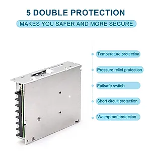 DrapeMania LRS-100-36 36V 2.8A 100W Single Output Switching Power Supply - 90.5% Efficiency, 85-264VAC Wide Input, Ultra Slim 1U, Reliable for Industrial Applications, Automation Systems