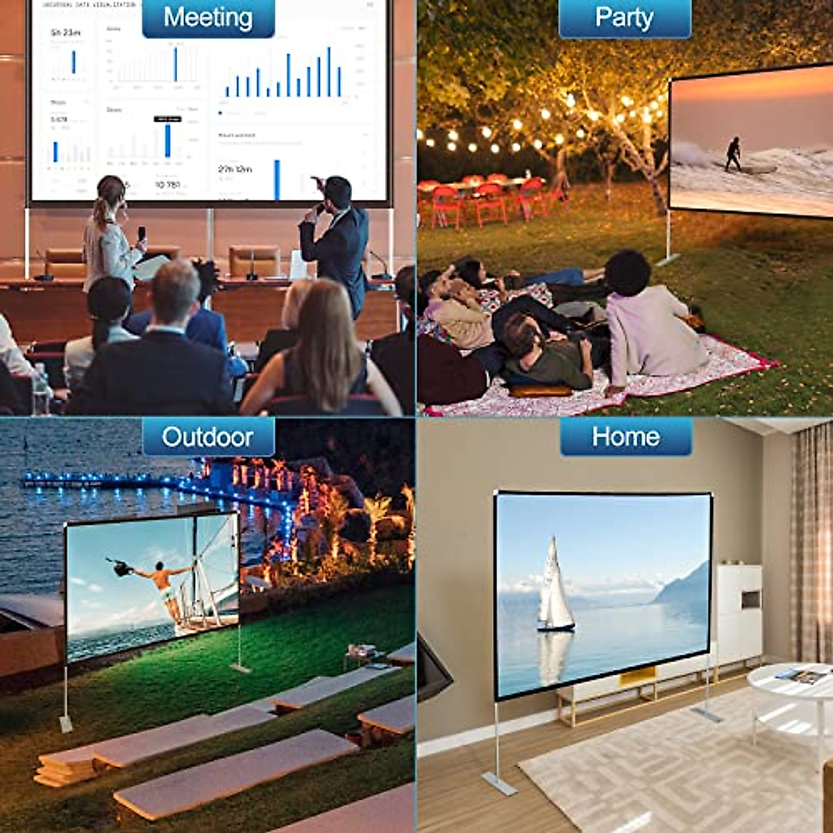 Abdtech 120" Portable Outdoor Movie Screen | Easy Setup
