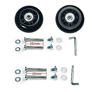 F-ber Luggage Suitcase Wheels Replacement Kit 84x24mm/3.3"x0.94" w/ABEC 608zz Inline Outdoor Skate Replacement Wheels, One Set of (2) Wheels (OD:84 W:24 ID:6 Axles:35&40mm)