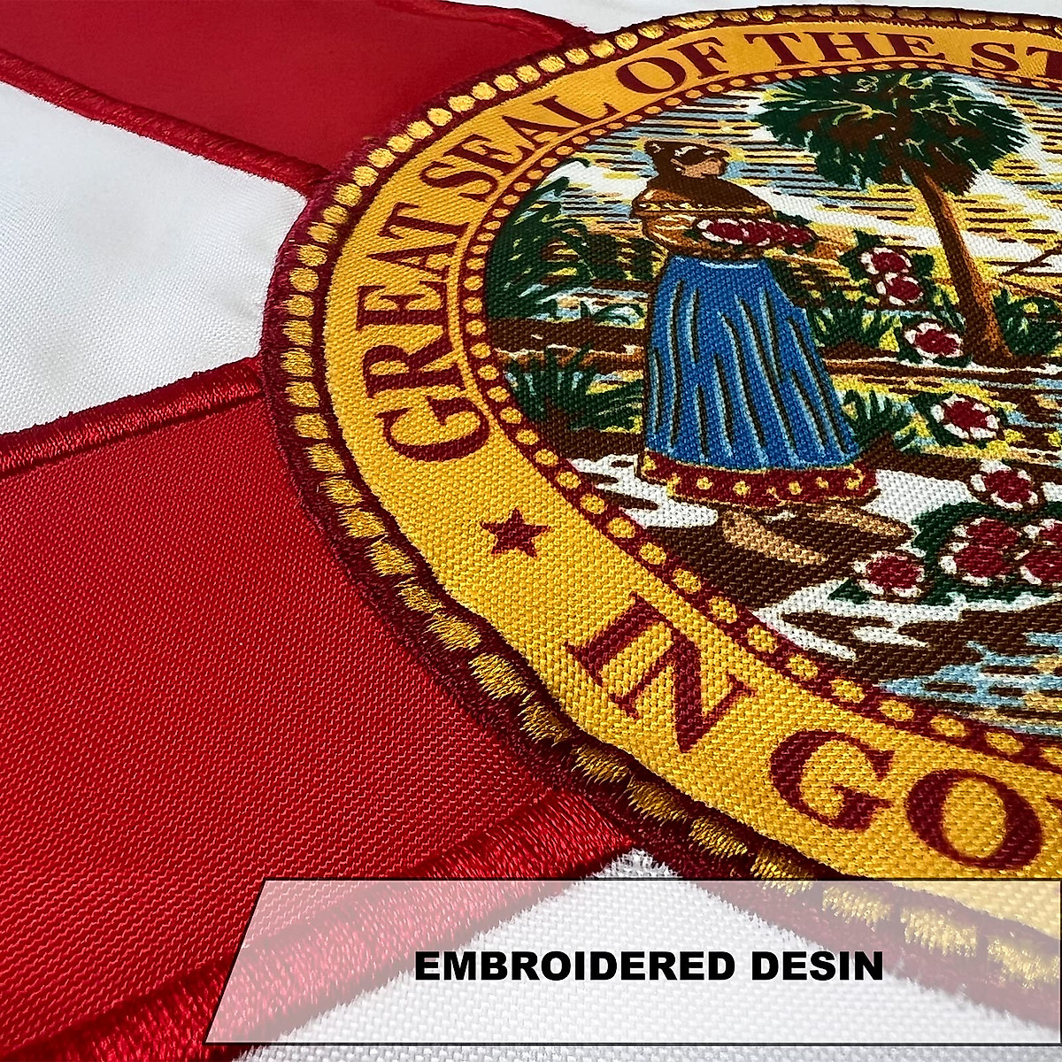 AZCOVER Florida Flag 12x18, Embroidered State Flag for Boat with 2 Brass Grommets