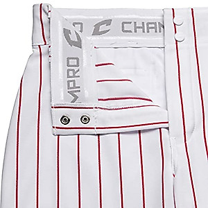 CHAMPRO Men' Triple Crown Knicker Style Baseball Pants with Knit-in Pinstripes and Reinforced Sliding Areas White,scarlet ,Large