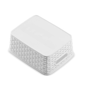 Set of 6 Plastic Storage Baskets - Small Pantry Organizer Basket Bins - Household Organizers with Cutout Handles for Kitchen Organization, Countertops, Cabinets, Bedrooms, and Bathrooms