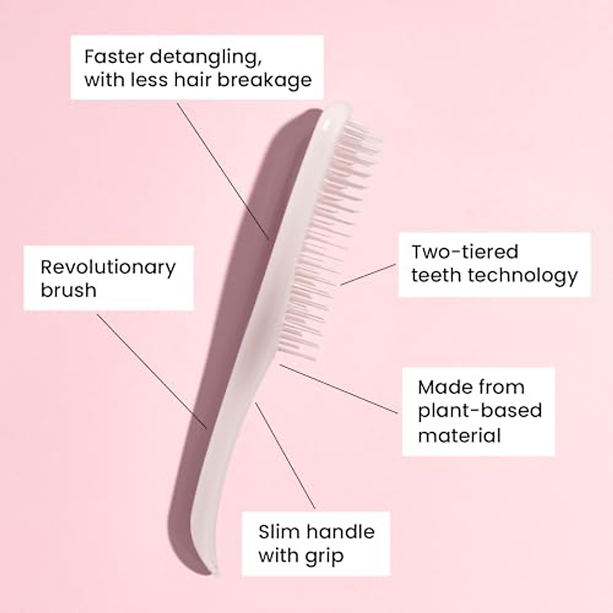 Tangle Teezer The Ultimate Detangler Plant Brush, Dry and Wet Hair Brush Detangler for All Hair Types, Marshmallow Pink