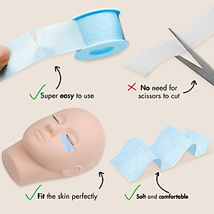 Embagol Lash Tape for Eyelash Extensions Blue Eyelash Tape for Extensions Sensitive Silicone Gel Easy Tear Breathable Medical Microporous Eyelash Extension Tape (0.98in 3.9yd, 1 Roll)