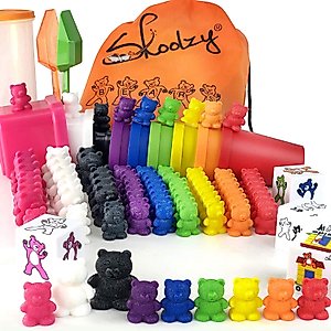 Skoolzy Language Rainbow Counting Bears, Matching Sorting Cups with Scoop Tongs 114pc Set - Teddy Bear Math Manipulatives for Toddlers - Sensory Toys - Fine Motor Skills Toys for Age 3+