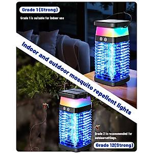 Solar Bug Zapper Outdoor Indoor, 3 in 1 Portable Electric Mosquito Zapper, Waterproof Plug in with RGB Light & Reading Lamp, Rechargeable Fly Zapper Insect Trap for Patio Camping Home Backyard