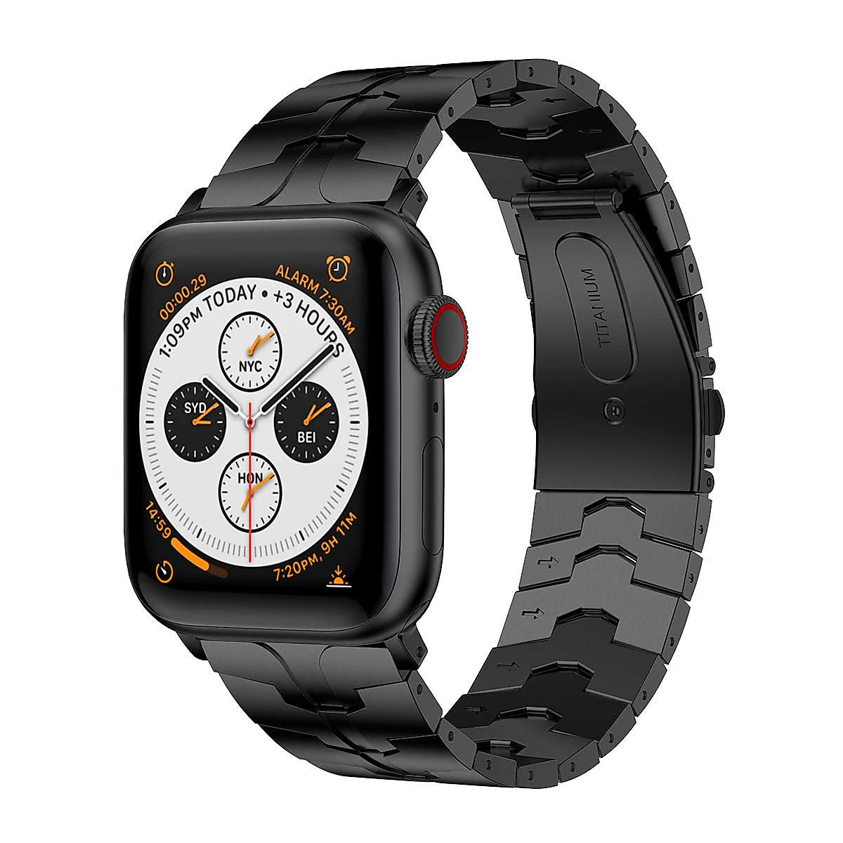 LDFAS Compatible for Apple Watch Band 49mm 45mm 44mm, Titanium Metal Watch Bands with Enhanced Durability Version Compatible for Apple Watch Ultra/SE, Apple Watch Series 8/7 Band, Black