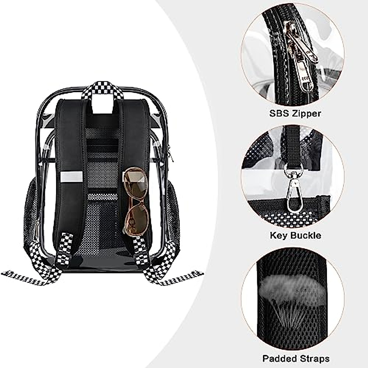 PAMANO Clear Backpack Transparent Heavy Duty Bookbag See Through Bag for College Work Travel Security, Black