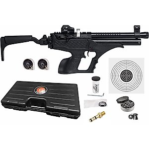 Hatsan Sortie Tact Semi-Auto PCP Synthetic .25 Cal Air Pistol with Wearable4U 100x Paper Targets and 150x .25cal Pellets Bundle