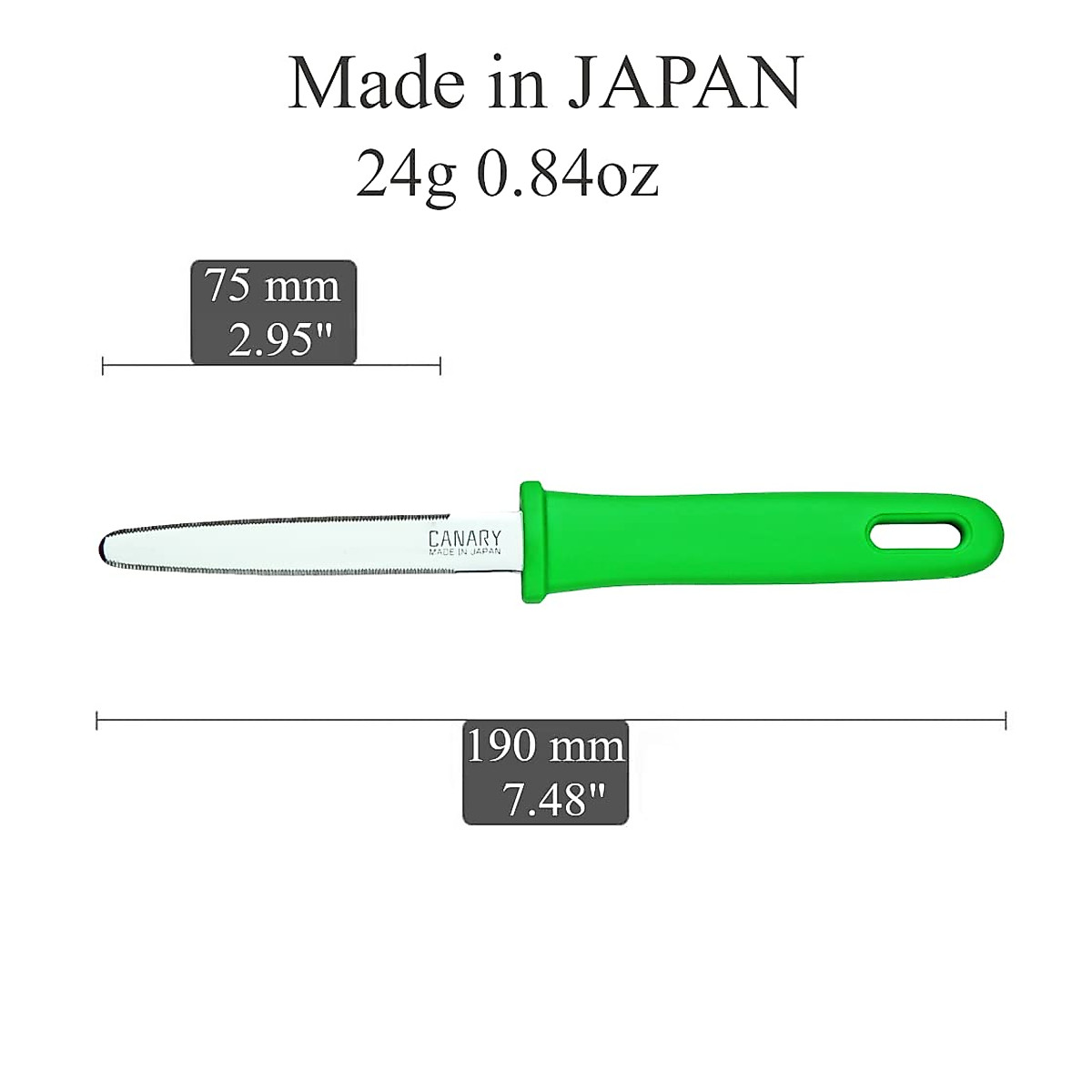 CANARY Cardboard Cutter Dan Chan, Safety Box Cutter Box Opener Tool, Safe Serrated Japanese Stainless Steel Blade, Green, Made in JAPAN