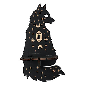 gifthub Lovely Wall Stand Wooden Crystal Stand Wall Hanging Display Stand,Aspen Crystal Shelf Display,Display Stand,Decorative Wooden Wall Shelving,Crystal Stone Storage Rack,(Wolf 2)