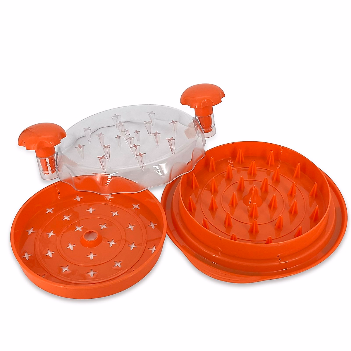 Chicken Shredder, Visible Meat Shredders Tool Twist with Separete Plate, Chicken Breast Shredder Machine, Ergonomic Handle, Anti-Slip Strip, BPA Free, Pork Beef Chicken (Lava Orange)