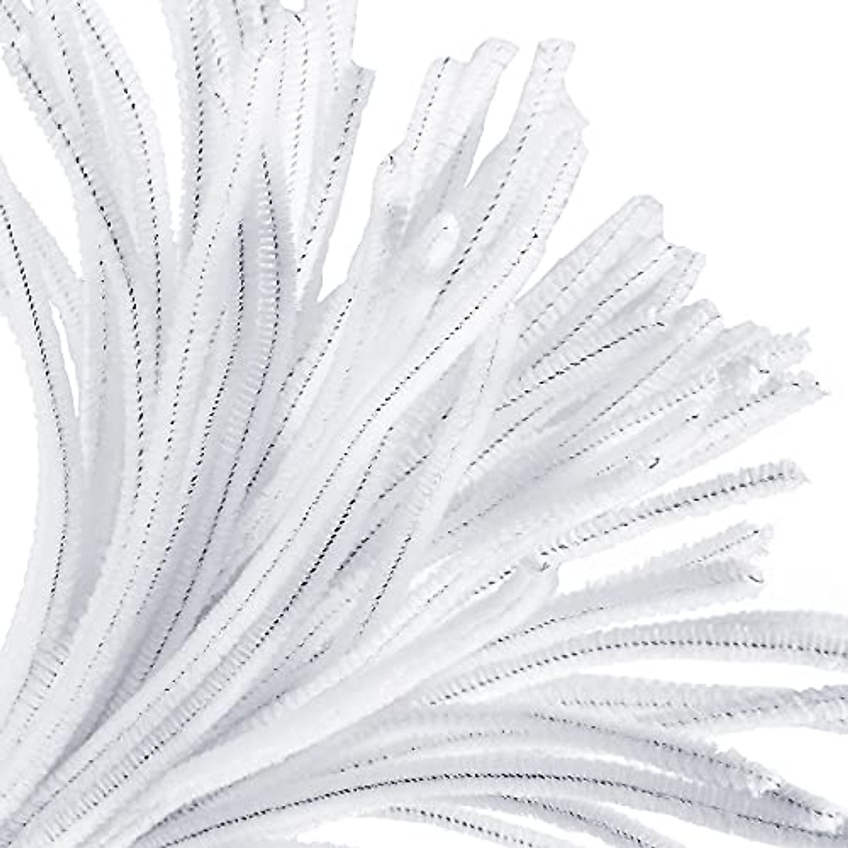 Cuttte Pipe Cleaners Craft Supplies - 100pcs White Pipe Cleaners Craft Kids DIY Art Supplies, Pipe Cleaner Chenille Stems, White Pipe Cleaners Bulk (6 mm x 12 inch)