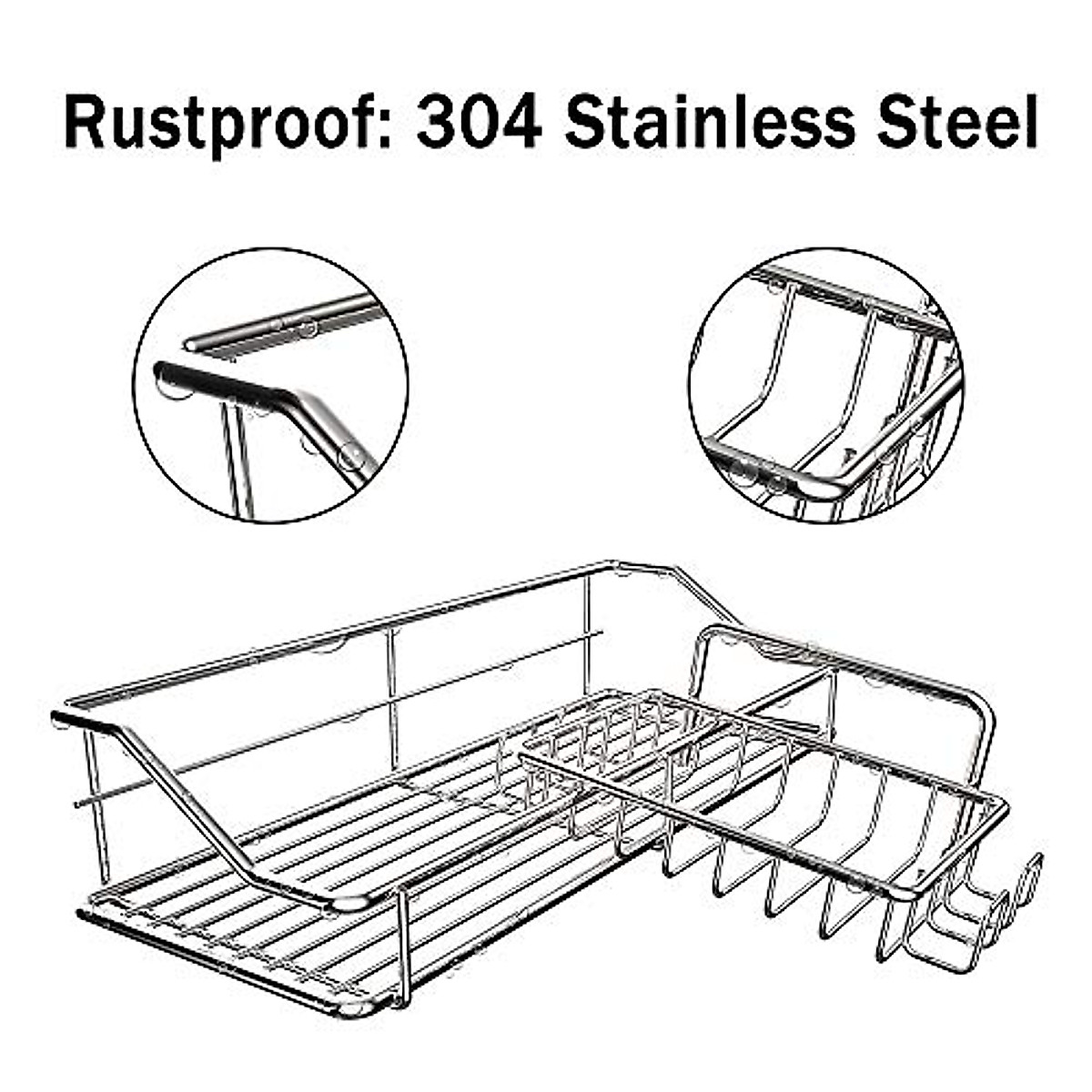 Nieifi Shower Caddy Basket with Hooks Soap Dish Holder Shelf for Shampoo Conditioner Bathroom Kitchen Storage Organizer SUS304 Stainless Steel Adhesive No Drilling - 3 Pack