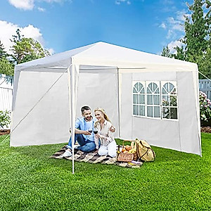Smartxchoices 10' X 10' Gazebo Canopy Outdoor White Waterproof Tent with Sidewalls and Windows Heavy Duty Tent for Party Wedding Events Beach BBQ (White) …