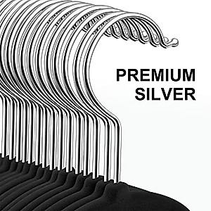 BAGAIL Velvet Hangers 50 Pack, Black Non Slip 360 Degree Swivel Hook Strong and Durable Clothes Hangers for Coats, Suit, Shirt Dress, Pants & Dress Clothes