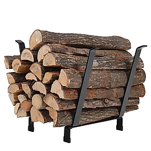 MFSTUDIO Firewood Rack Outdoor Indoor, Classic Iron Fire Wood Storage Racks Heavy Duty Holder Log Rack, Black