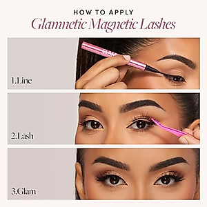 Glamnetic Magnetic Half Lashes - Princess | Natural Looking Half Lash Set, Short Cat Eye Flared, 6-Magnet Band, Reusable Eyelashes Small Eyes, Up to 60 Wears - 1 Pair