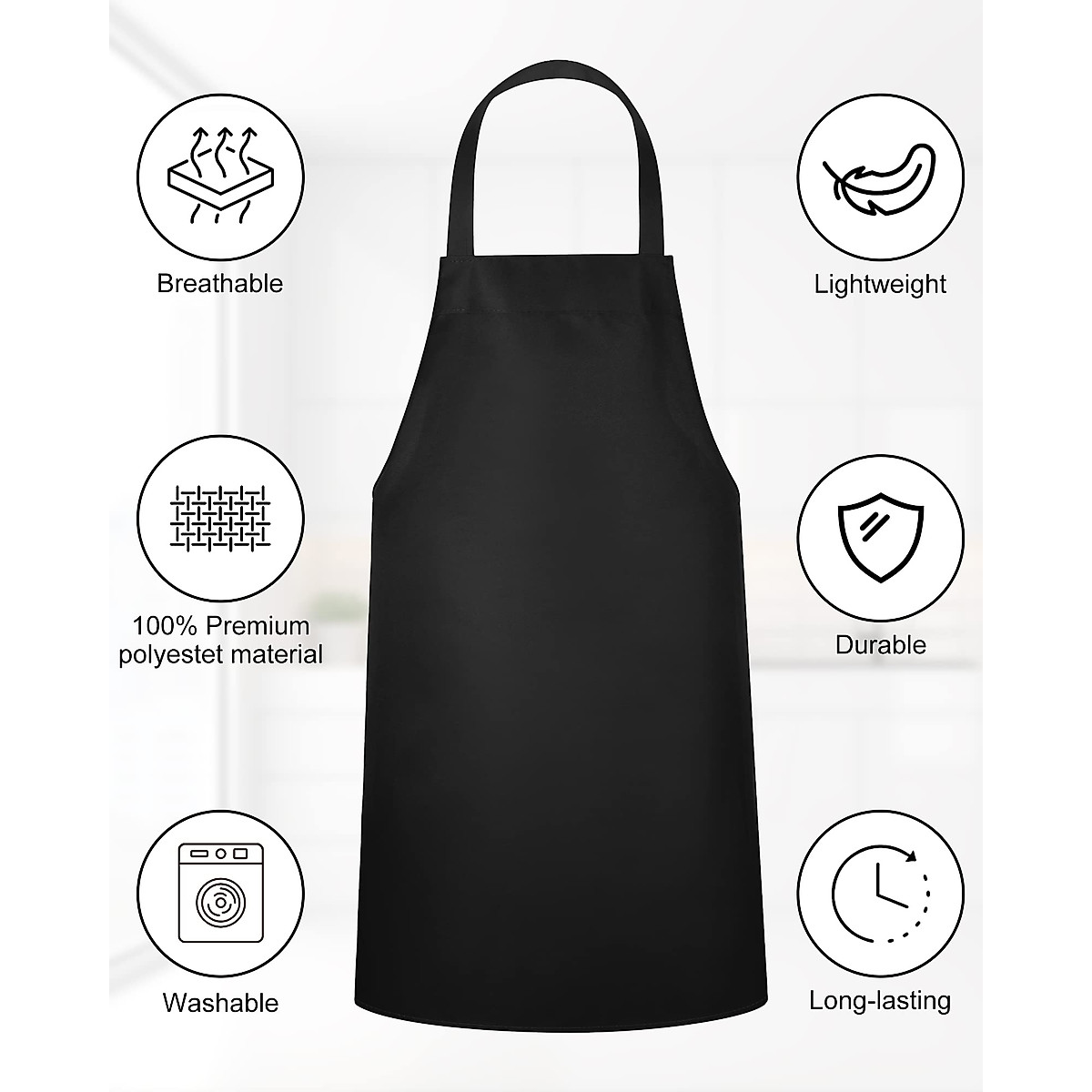 36 Pack Bulk Plain Aprons for Man Woman Adult Unisex Apron Machine Washable Adjustable Bib Aprons(Black)