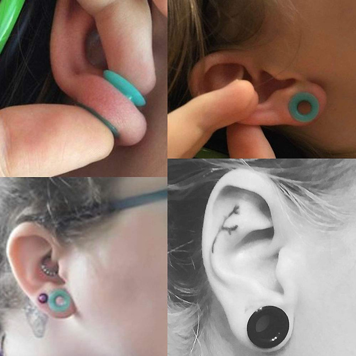 Stuppendux 2g-1" 10Pairs Black Plugs Kit Ear Skins Gauges Hard Ear Expander Tunnels Stretching Set 6-25MM