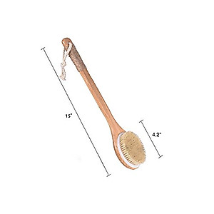 Chikoni Dry Bath Body Brush Back Scrubber with Anti-Slip Long Wooden Handle, Natural Bristles Body Massager, Perfect for Exfoliating, Detox and Cellulite, Blood Circulation, Good for Health