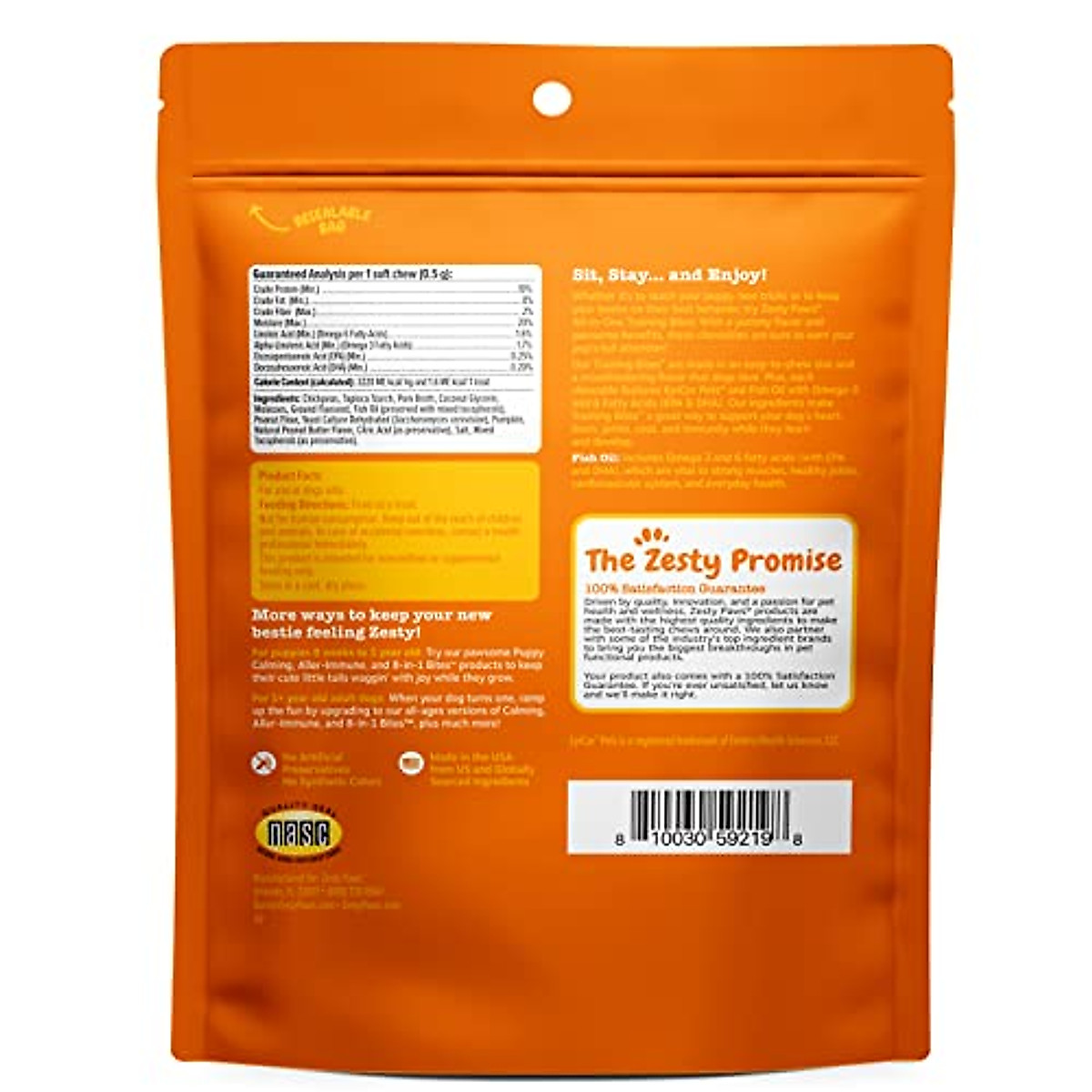 Zesty Paws Training Treats for Dogs & Puppies - Hip, Joint & Muscle Health - Immune, Brain, Heart, Skin & Coat Support - Bites with Fish Oil with Omega 3 Fatty Acids with EPA & DHA - PB Flavor - 12oz…