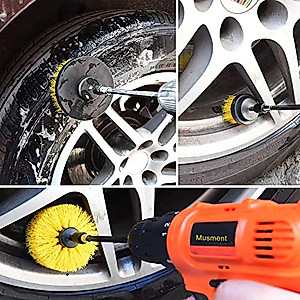 Musment Floor Mats Drill Brush for Car Wash Detailing Attachment Supplies Set Fit Wheel Cleaner ,Tire，Rim，Carpet, Bathroom, Kitchen and Auto Power Scrubber Brush Cleaning Kit