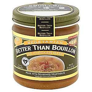Better Than Bouillon Vegetarian No Chicken Base, Made with Seasoned Vegetables, Certified Vegan, Makes 9.5 Quarts of Broth, 38 Servings, 8 OZ Jar (Pack of 1)