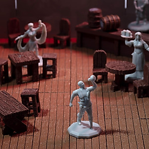 Monster Townsfolk Mini Fantasy Figures - 8pc Entertainer Non Player Character NPC Miniatures - 1" Hex-Sized Compatible w DND Dungeons and Dragons, Pathfinder and All RPG Tabletop Games