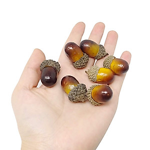 Honbay 50PCS Lifelike Artificial Acorn Fake Nutty Craft Acorns with Acorn Cap Simulation Fruit Props for Vase Filler, Home House Autumn Favor, Thanksgiving Day Christmas and Wedding Decoration