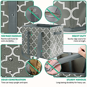 WISELIFE 3-Pack Reusable Grocery Bags Foldable Washable Storage Bins Basket Water Resistant Shopping Utility Tote Bag Grey