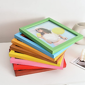 wyooxoo 4x6 Picture Frames Set of 4, Red Solid Wood Photo Frames Colorful Frame with HD Plexiglass For Tabletop Display or Wall (4" x 6" (4 Pack), Red)