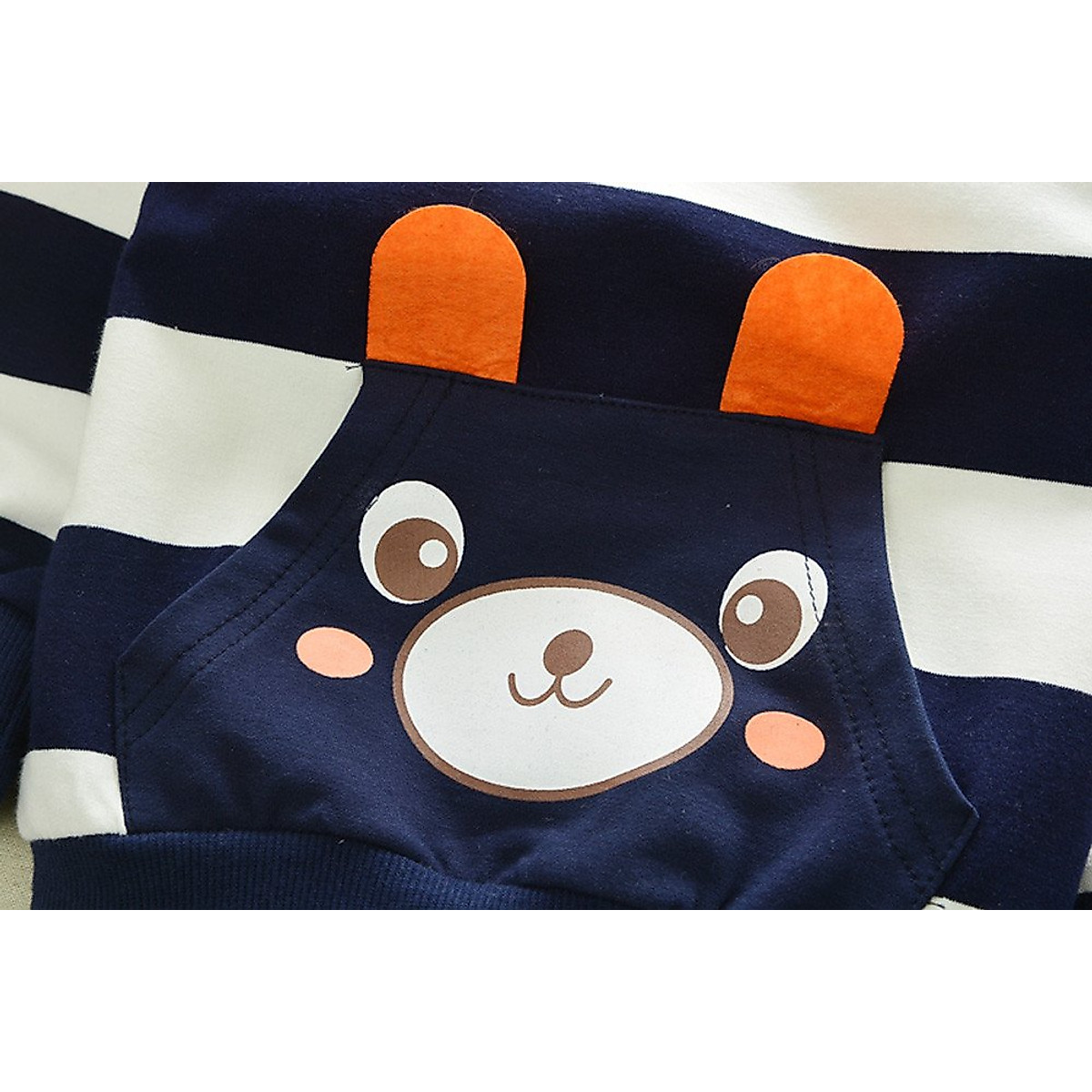 Kids Clothes Set for 2-5 Years Old,Kids Toddler Baby Girl Boy Autumn Winter Warm Striped Bear Tops+Pants Outfits (2-3 Years Old, Navy)