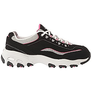 Skechers womens D'lites - Life Saver Memory Foam Lace-up Sneaker,Black/Pink,8 M US