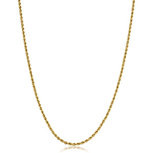 10k Yellow Gold Rope Chain Necklace (1.8 mm, 14 inch)