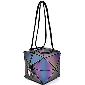Geometric Purse for Women Magical Changeable Square Purse Large Holographic Luminous Purse Crossbody Halloween Bag Gifts for Kids Unique