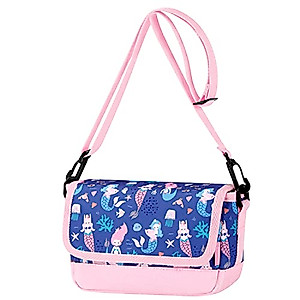 Choco Mocha Girls Crossbody Purse for Kids, Girls Messenger Bag for Little Girls Unicorn Mermaid Purse, Christmas Gift for Kids Girls, Navy