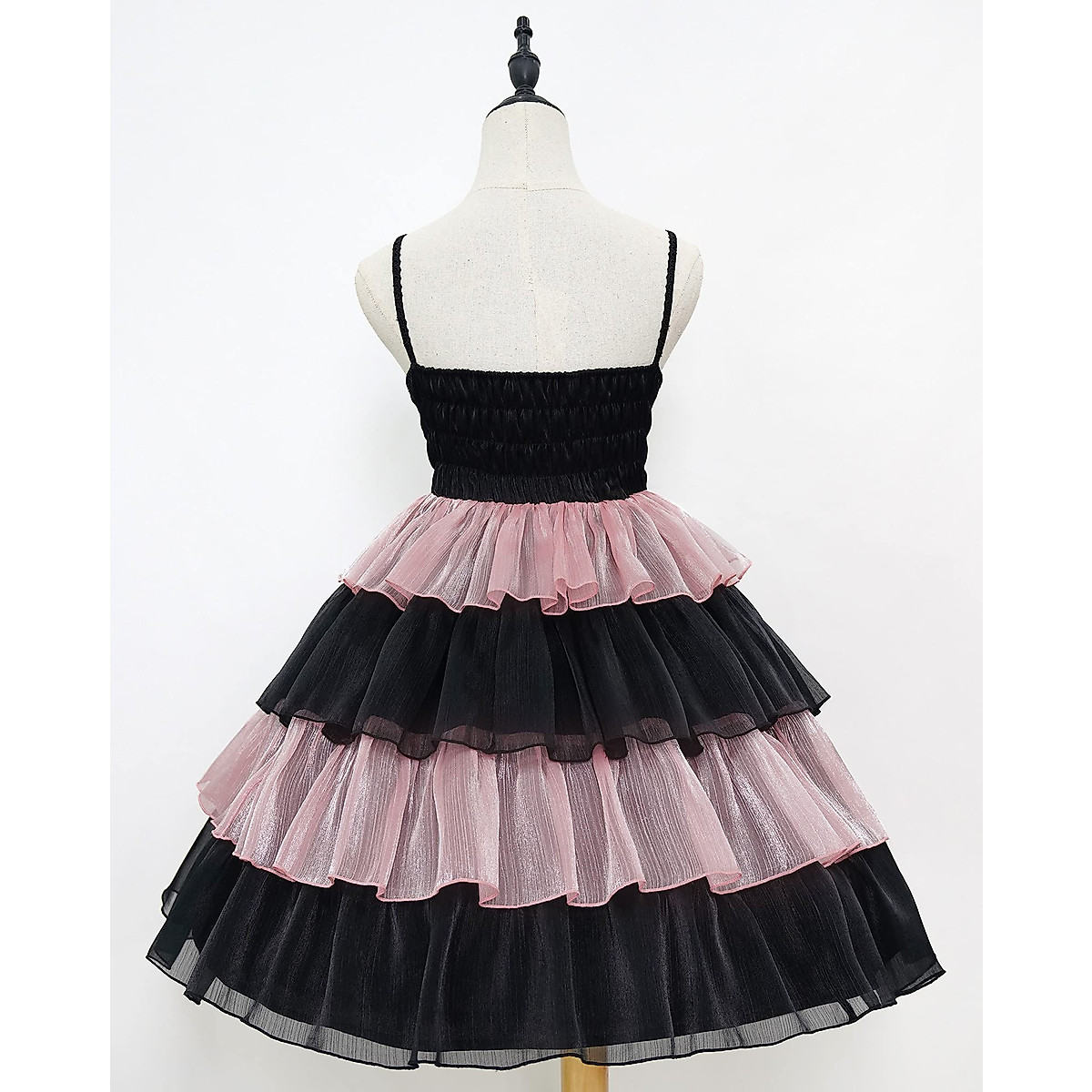ZZEQYG Elegant Black Gothic Lolita Dress Halter Lolita Dress with Bows (S, Blackpink-JSK)