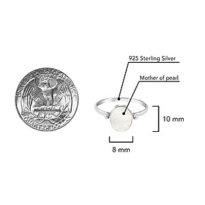 AeraVida Simply Stunning Oval Shaped White Mother of Pearl .925 Sterling Silver Ring | Classic Wedding Rings For Women | Casual Comfort Fit Silver Rings for Women | Gift for Women (10)