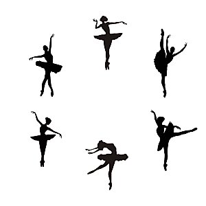 JUEKUI Bedroom Decor Ballet Dance Ballerinas Stars Vinyl Wall Decals Art Stickers Dancing Ballet Nursery Kids Girls Room Decor Wall Sticker W116 (Black)