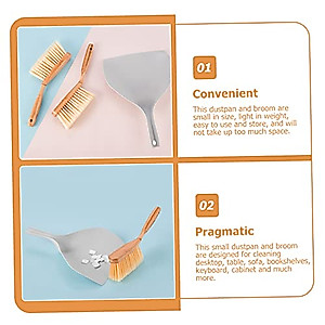 SEWOART 1 Set Desktop Cleaning Kit Broom Indoor Handheld Broom Hand Broom and Dustpan Kits Dust Pan Gray Desk Small Pans Mini Cleaning Brush Small Cleaning Broom and Dustpan Brush Grey