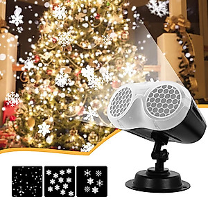 C/G Christmas Snowflake Projector Lights Highlight Version LED Snowfall Show Projector Waterproof Landscape Christmas Decorations Lighting for Xmas Home Party Wedding Garden Patio
