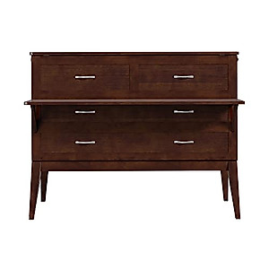 AFI, Northampton Murphy Bed Desk with Premium 6 Inch Folding Memory Foam Mattress and Built-in Charger, Full Size, Walnut