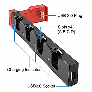 Charging Dock Compatible with Nintendo Switch & Switch OLED Model Joycons, Switch Controller Charger Dock Station for Joycon Charges up to 4pcs, Charging Stand Station for Nintendo Switch/OLED Model