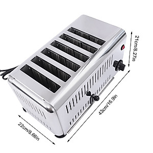 6 Slice Toaster, Stainless Steel, Upgrades Commercial Toaster with Wide Slots & Removable Crumb Tray - Toast, Meatloaf, Sandwiches, Bagel, 110V